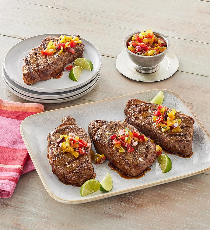 Grass-Fed Beef New York Strip Steaks - Four 10-Ounce | Vital Choice