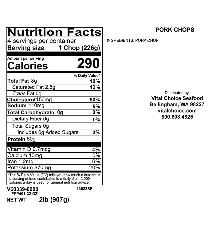 Boneless Pasture-Raised Pork Chops - 1 lb | Vital Choice